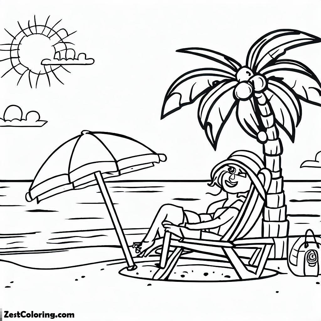 A Girl Vacation On Summertime At The Beach Coloring Page : Coloring for ...
