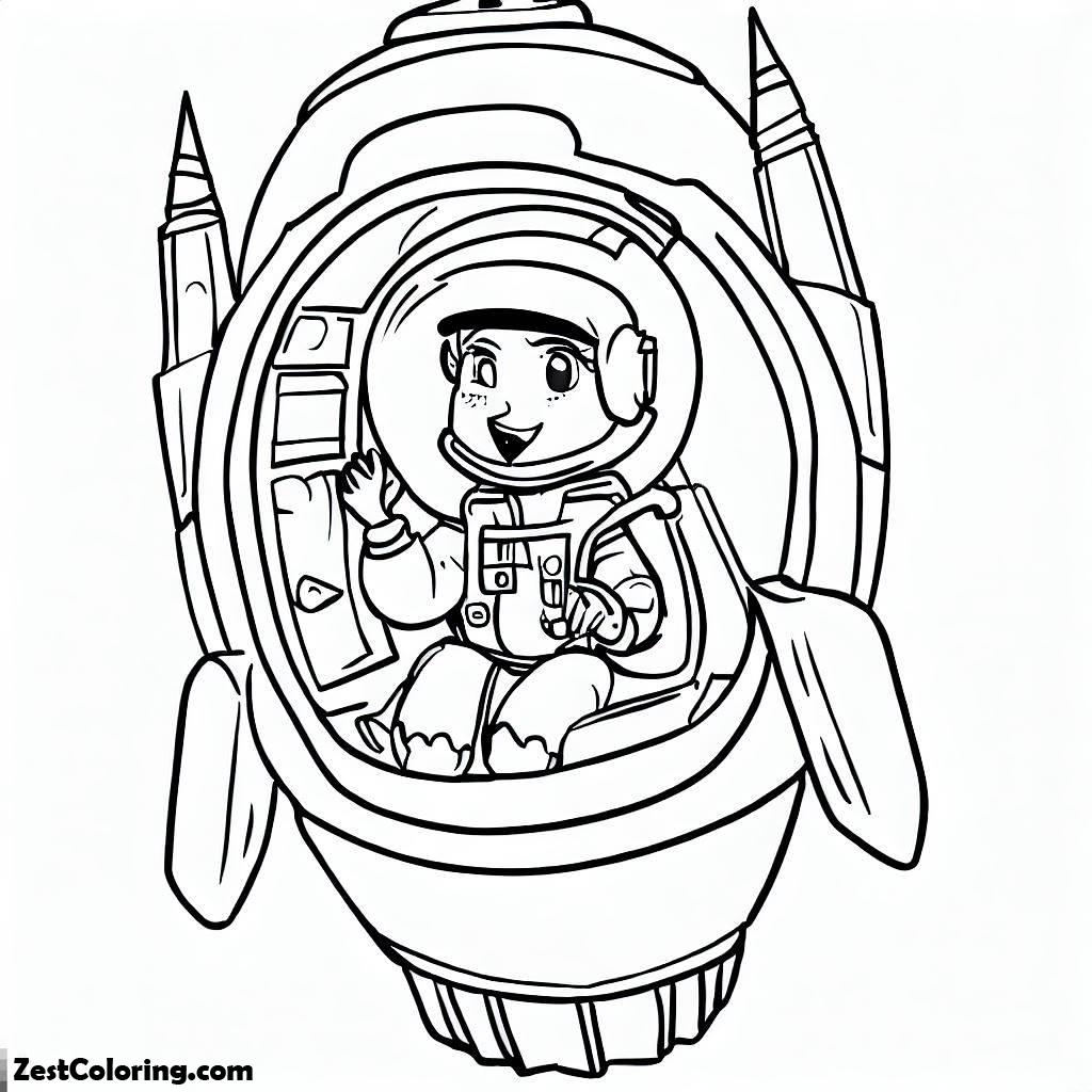 Amazing Astronaut Inside Rocket Ship Coloring Page : Coloring for Kids ...
