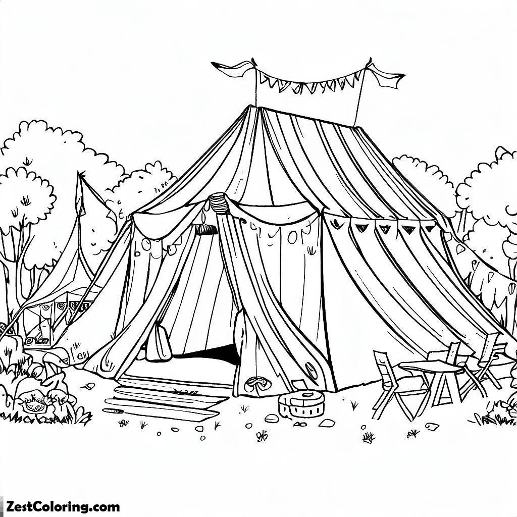 Beautiful Tent At Summer Camp Coloring Page : Coloring for Kids – Smart ...