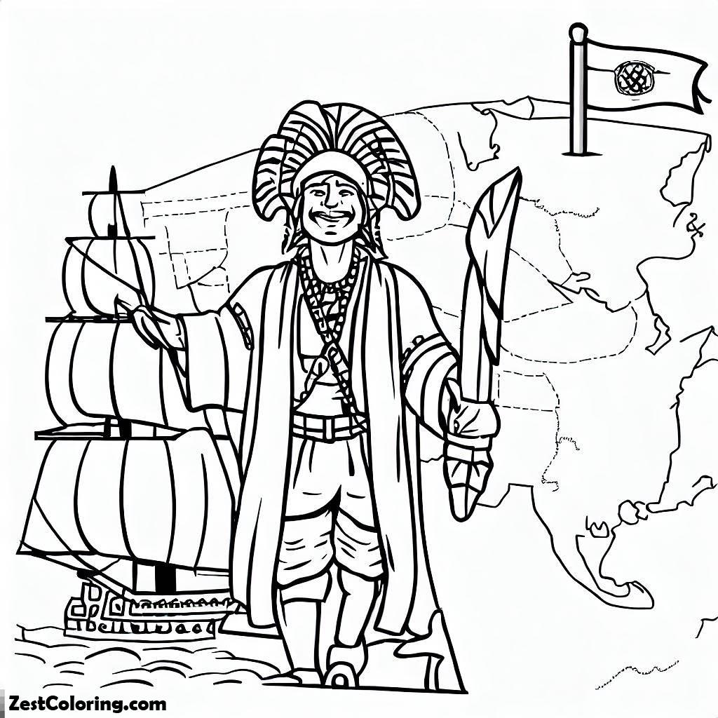 Columbus With India Route On Columbus Day Coloring Page : Coloring for ...