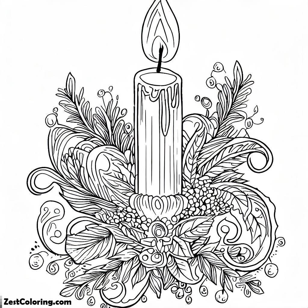 Free Beautiful Decoration For Christmas Candle Coloring Pages ...