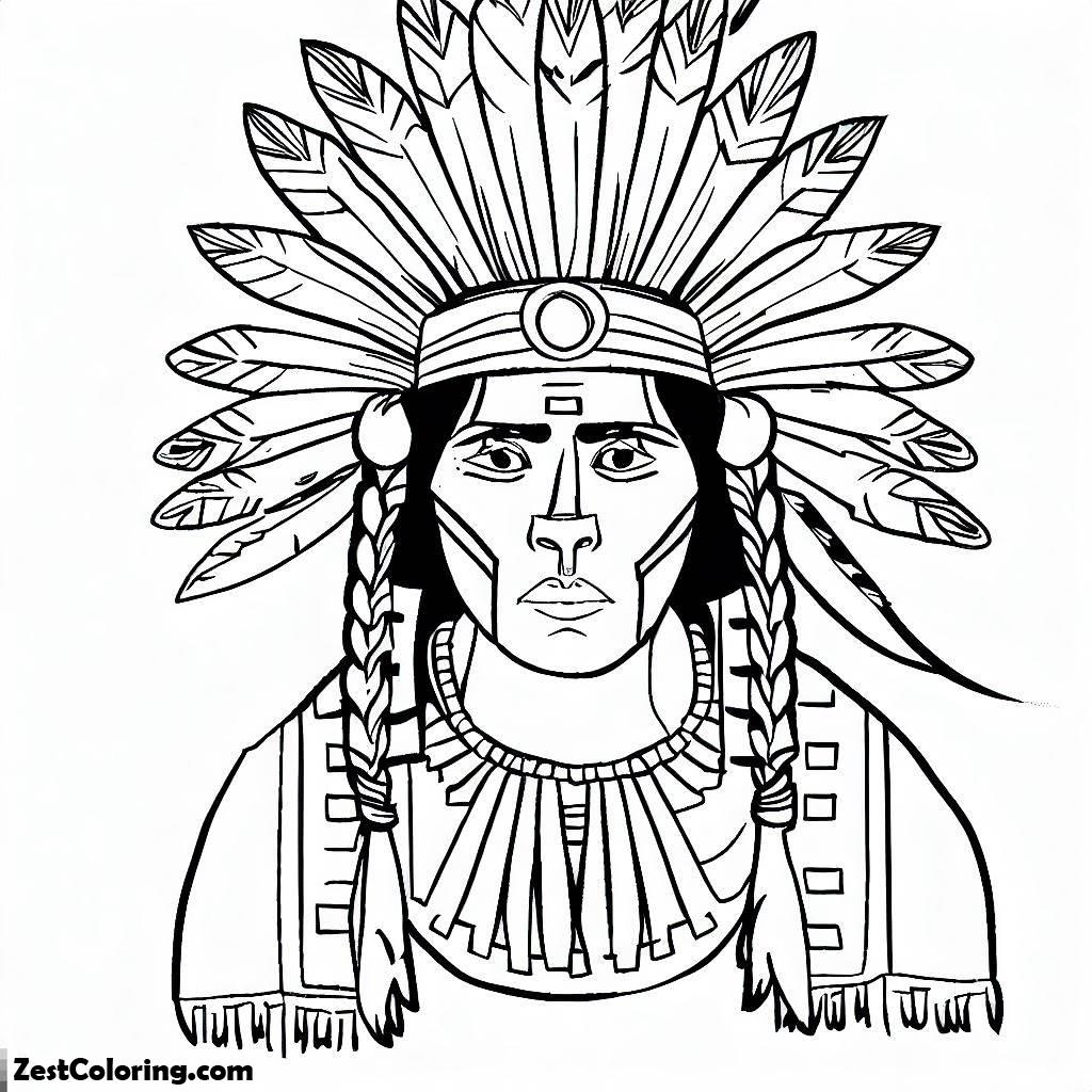 Potrait Of Native American On Native American 2 Day Coloring Page ...