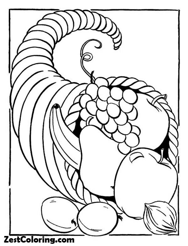 Thanksgiving Day Cornucopia Basket Coloring Page : Coloring for Kids ...