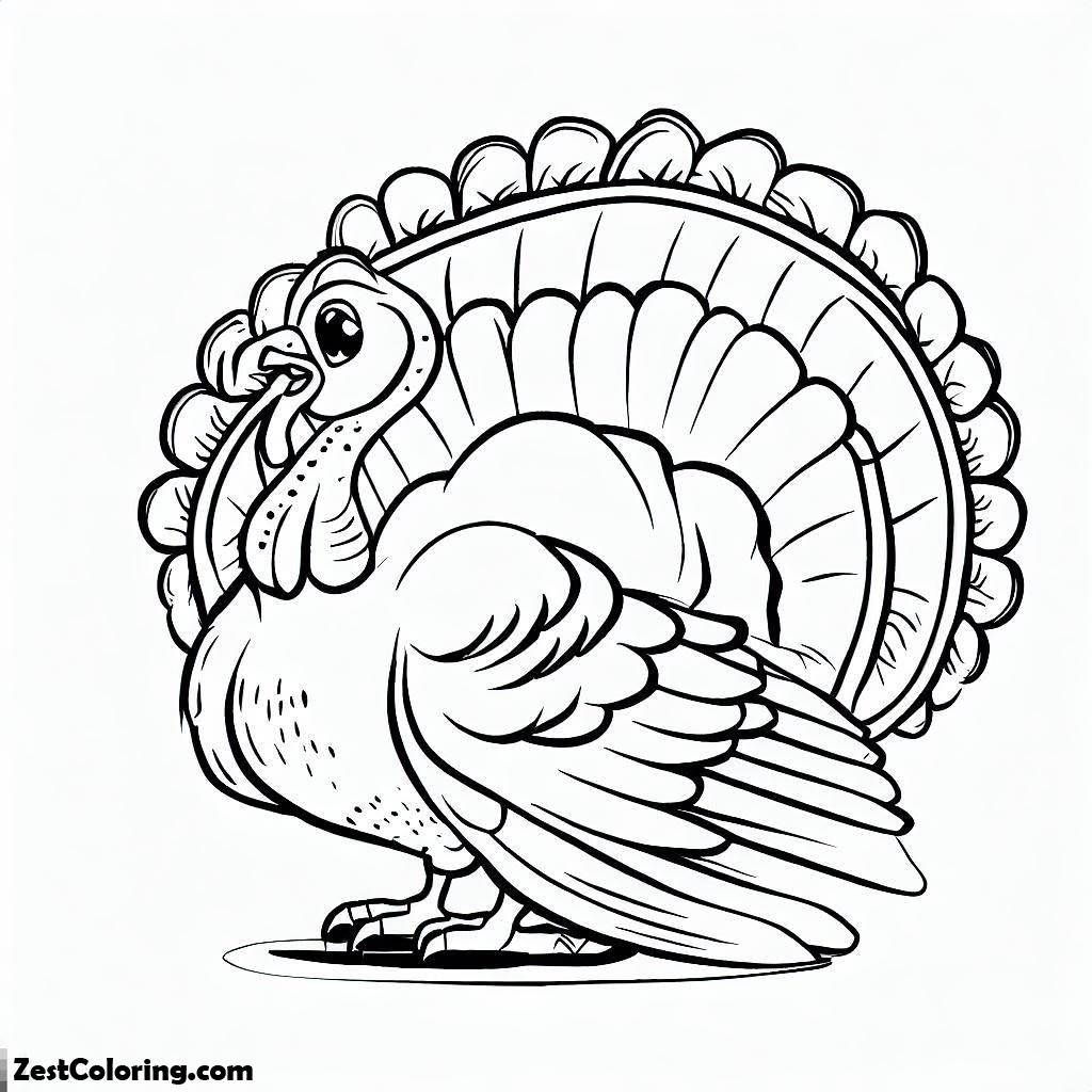 Thanksgiving Day Turkey Illustration Coloring Page : Coloring for Kids ...
