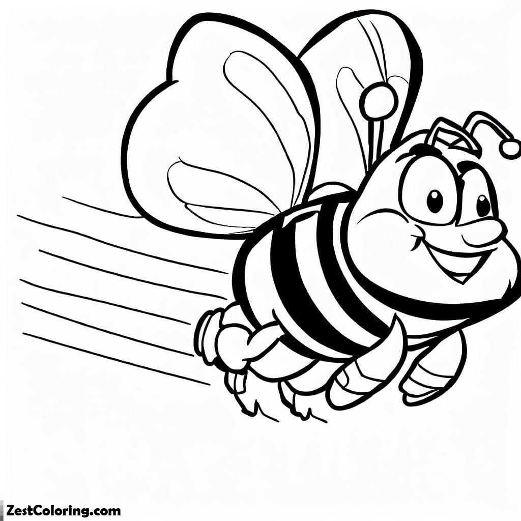 Willy The Bee Happy Flying Down Coloring Page : Coloring for Kids ...