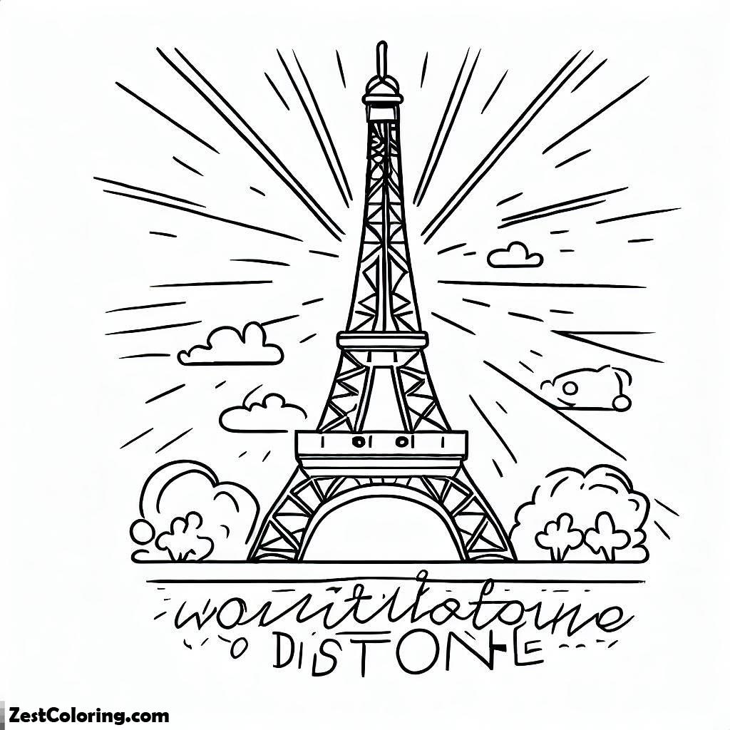 World Destination Eiffel Tower Coloring Page : Coloring for Kids ...