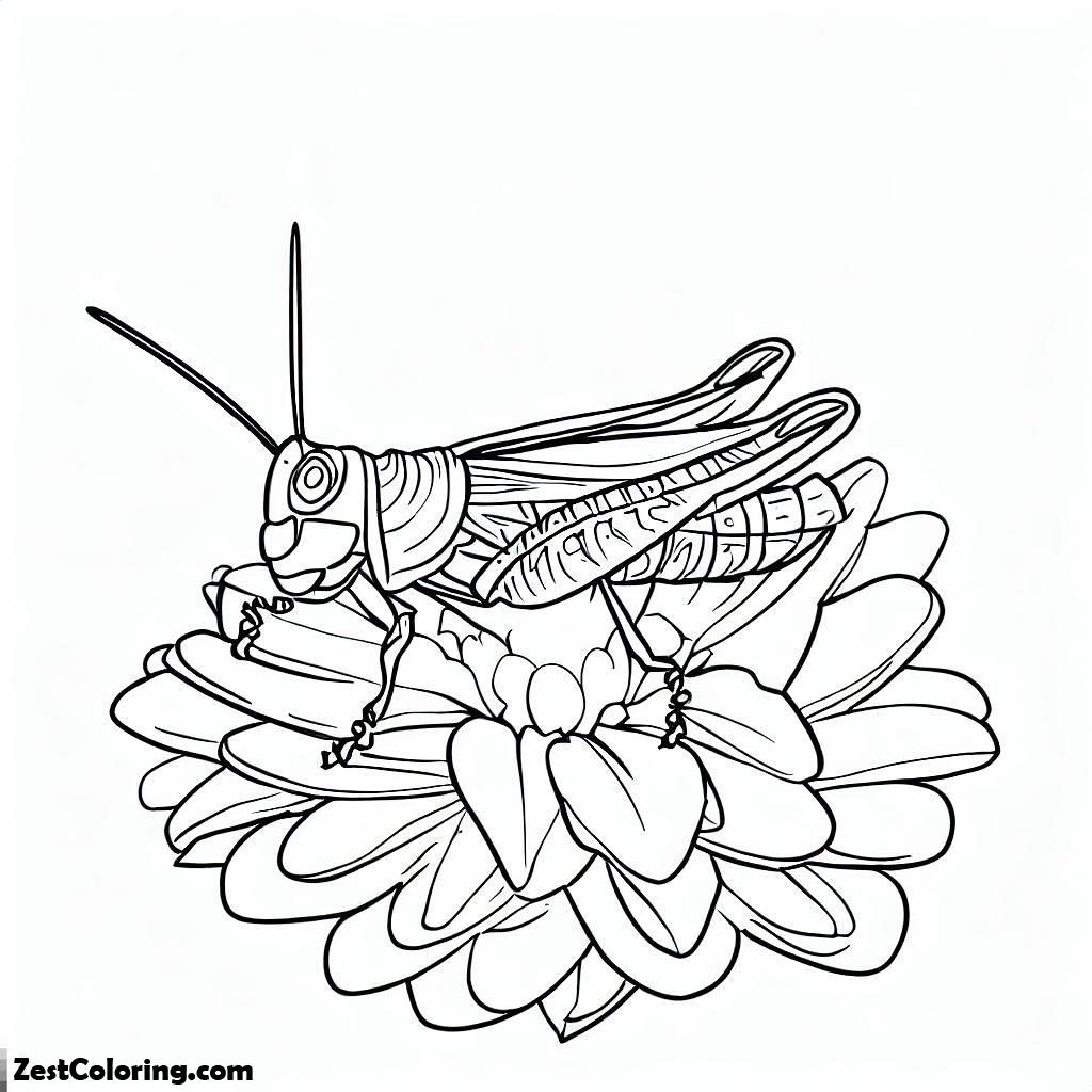Grasshopper On The Flower Coloring Page : Coloring for Kids – Smart ...