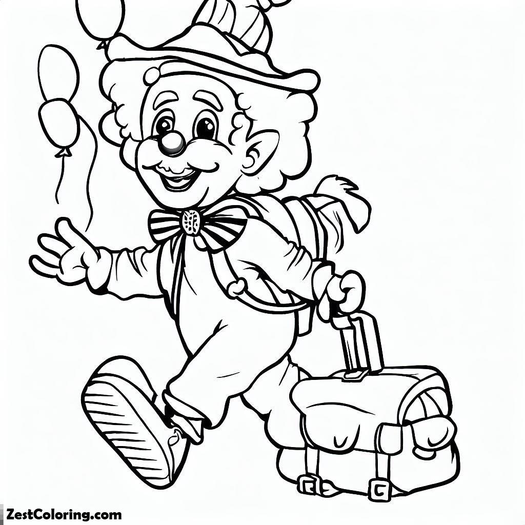 Clown Is Going For Adventure Coloring Page : Coloring for Kids – Smart ...