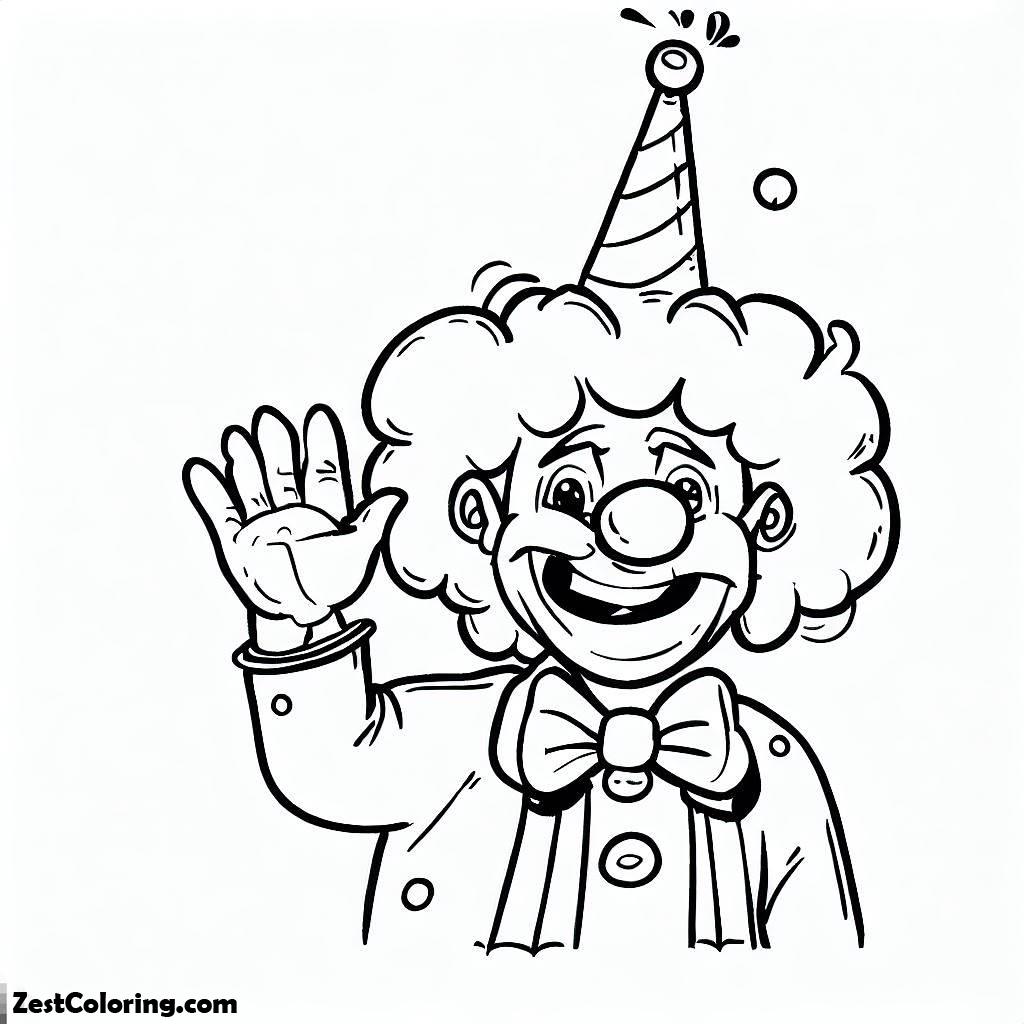 Greeting Clown Coloring Page : Coloring for Kids – Smart, Creative, and Fun