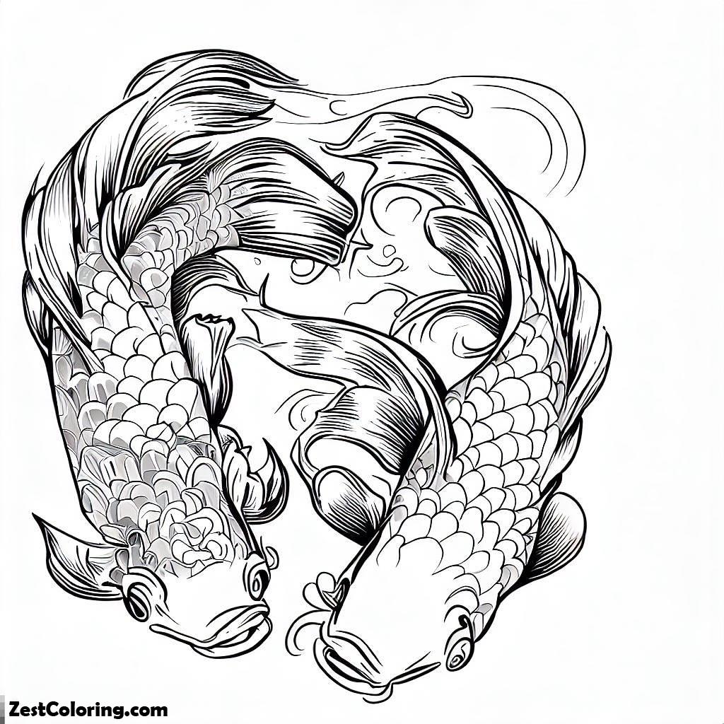 Koi Fish Bring Fortune To People Coloring Pages : Coloring for Kids ...