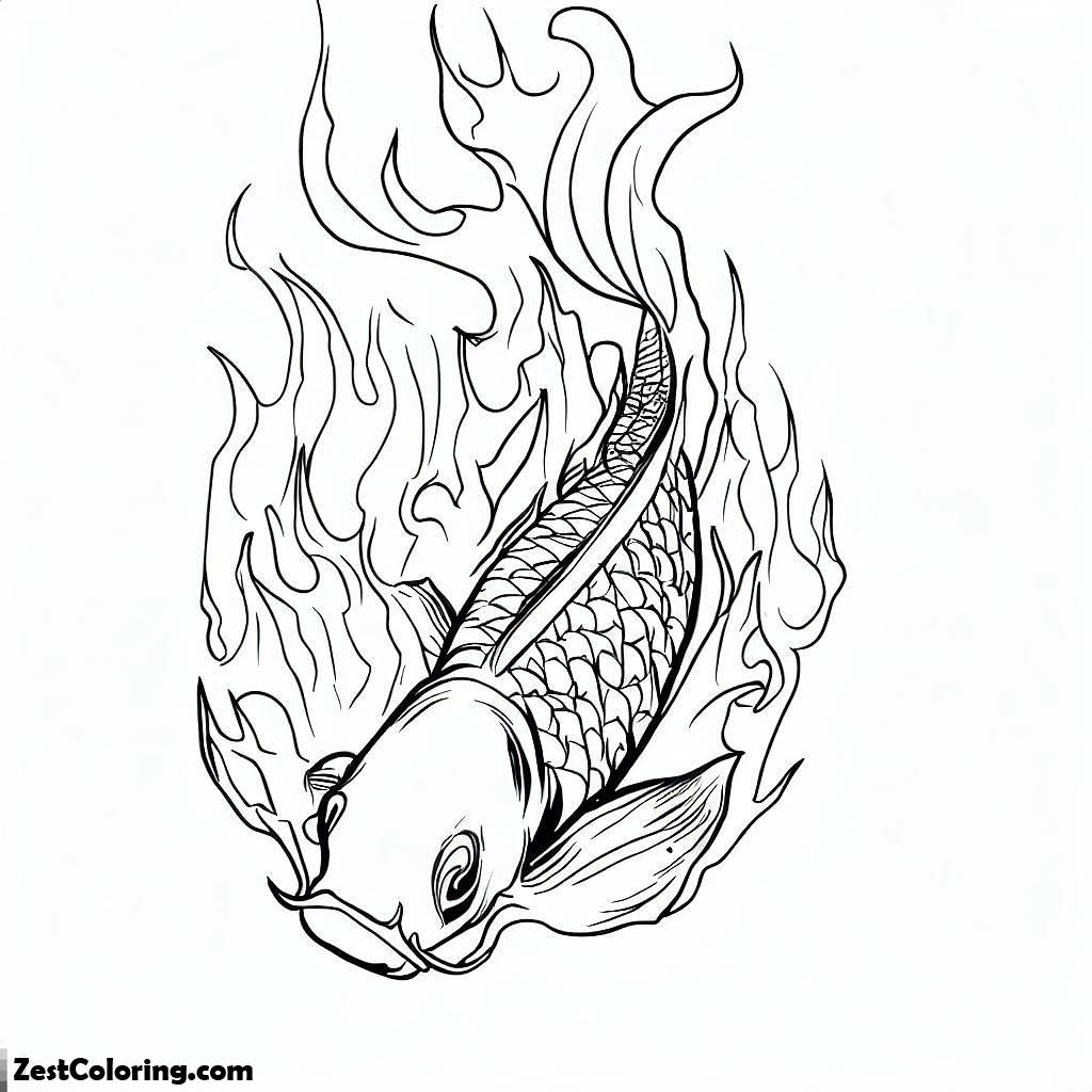 Koi Fish On Fire Coloring Pages : Coloring for Kids – Smart, Creative ...