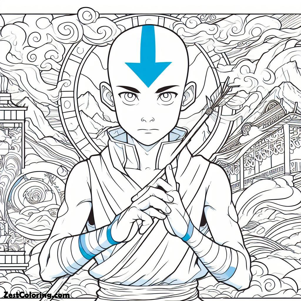 Aang From Avatar The Last Air Bender Coloring Page : Coloring for Kids ...