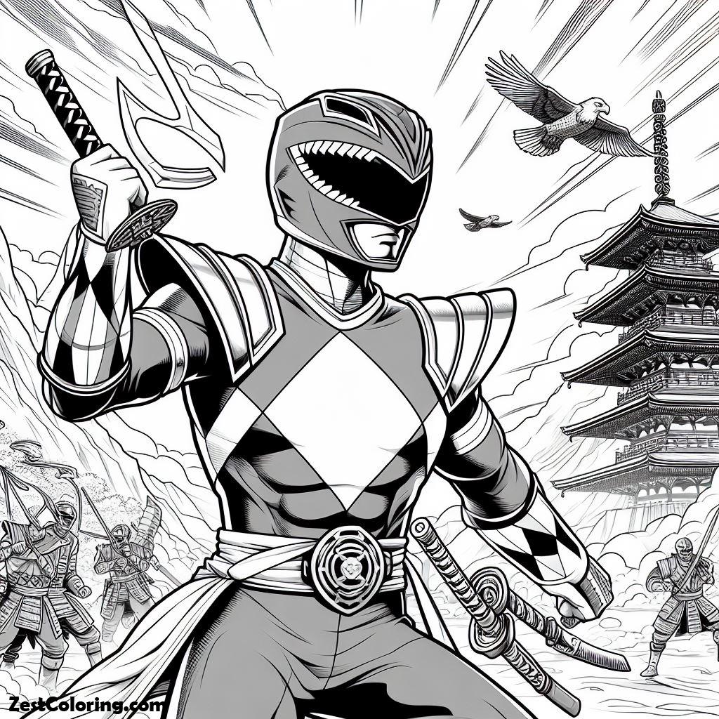 Amazing Red Ranger In Power Rangers Super Samurai Coloring Page ...