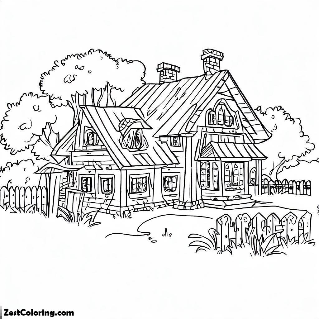 Country House In Houses Coloring Page : Coloring for Kids – Smart ...