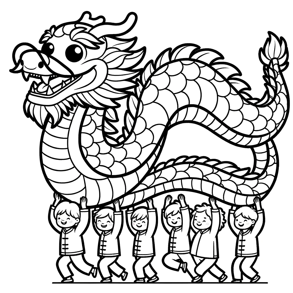 Dragon dance in Chinese New Year festival Coloring Page 2 : Coloring ...
