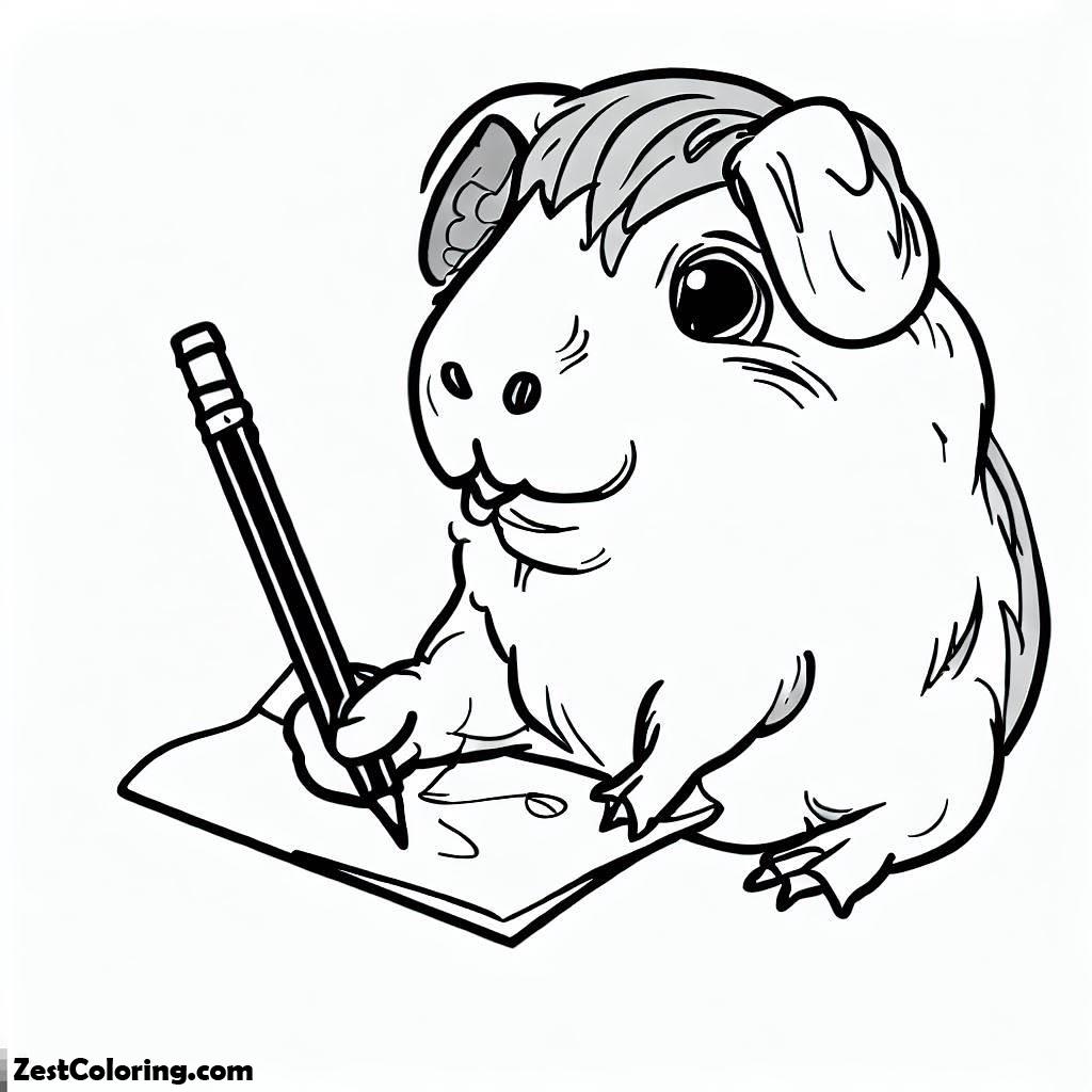 Guinea Pig Writing Coloring Page : Coloring for Kids – Smart, Creative ...