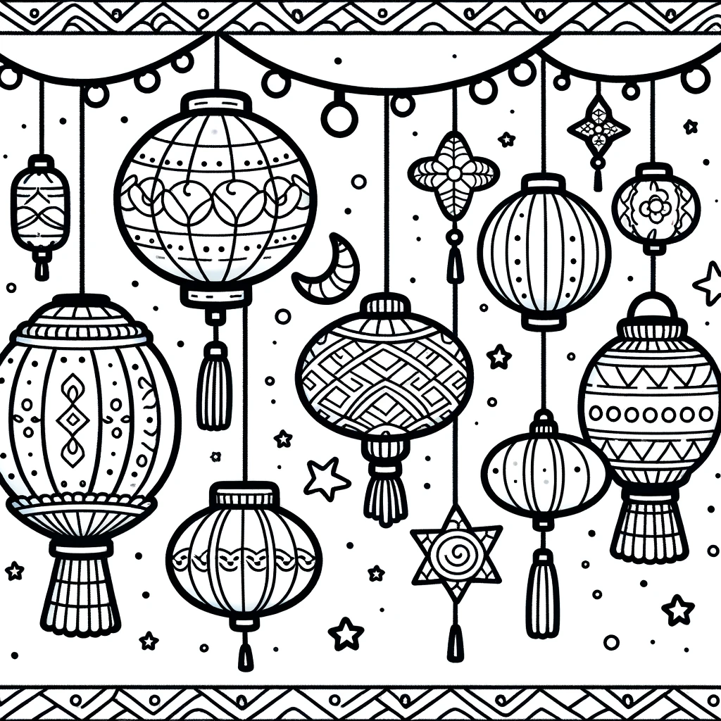 Lantern Festival for Chinese New Year Coloring Page 2 : Coloring for ...