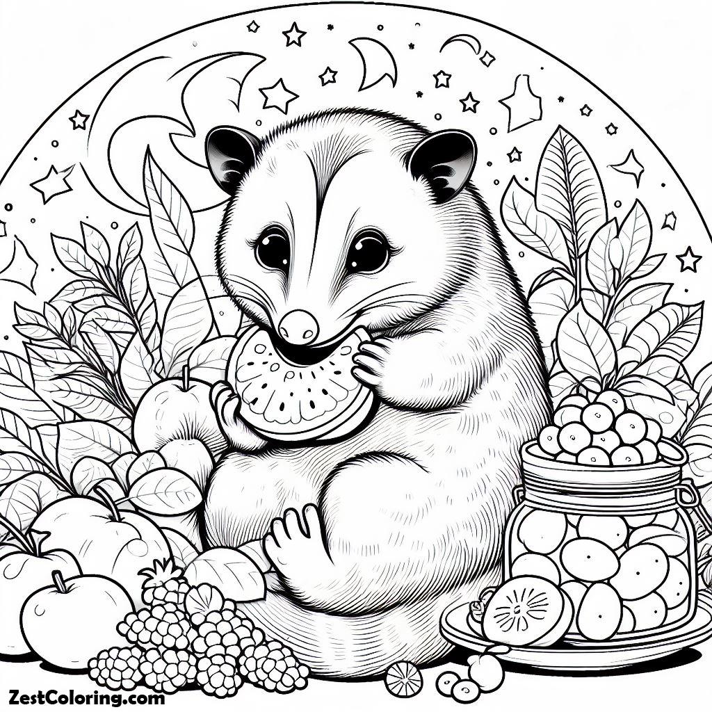 Possum Eating Fruit Coloring Page : Coloring for Kids – Smart, Creative ...