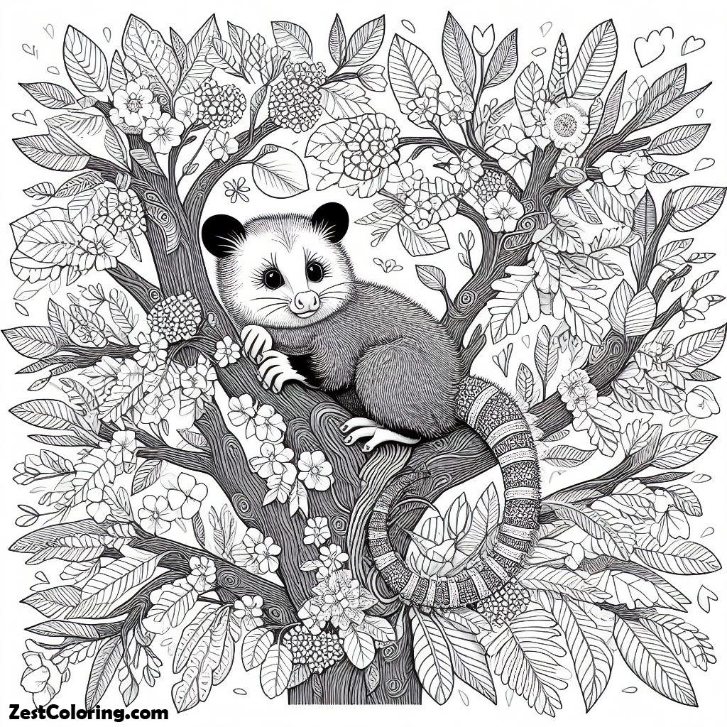 Possum Up On Tree Coloring Page : Coloring for Kids – Smart, Creative ...