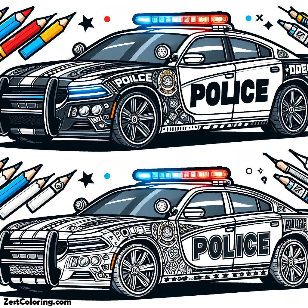 Two Awesome Police Car Coloring Page : Coloring for Kids – Smart ...