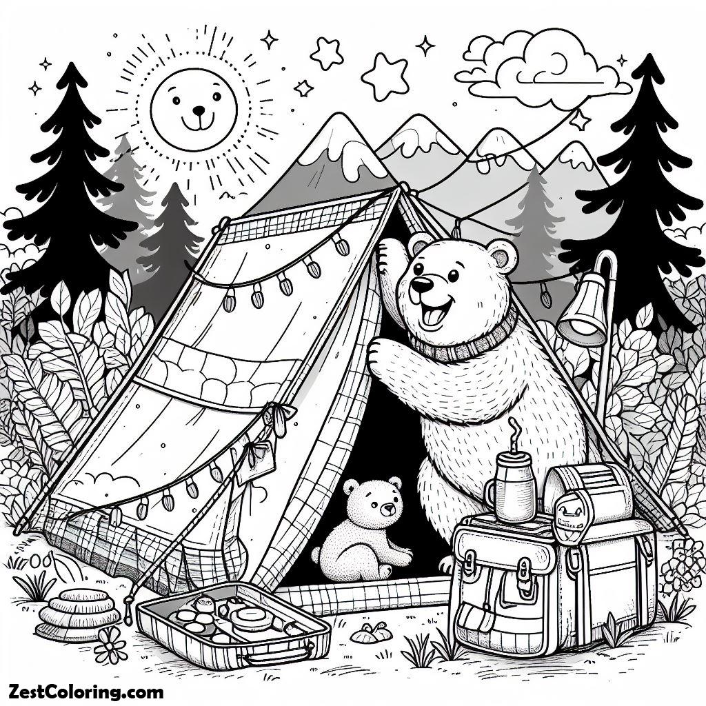 Bear Get In Camping Tent Coloring Page 2 : Coloring for Kids – Smart ...