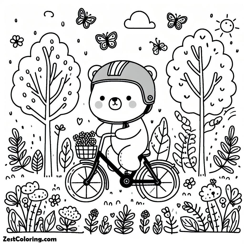 Bear Riding A Little Bicycle Coloring Page 3 : Coloring for Kids ...