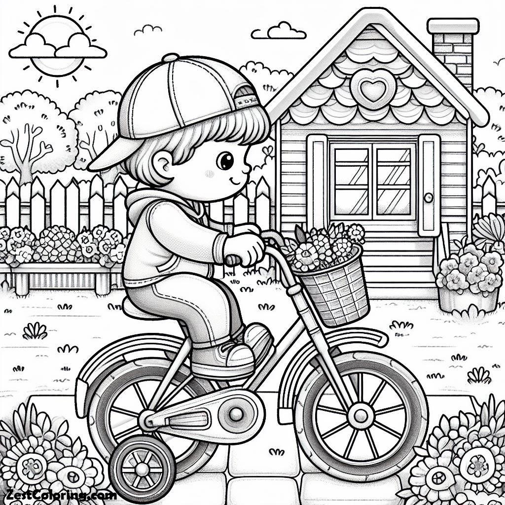 Bicycle For Kindergarten With Training Wheel Kids Coloring Page ...
