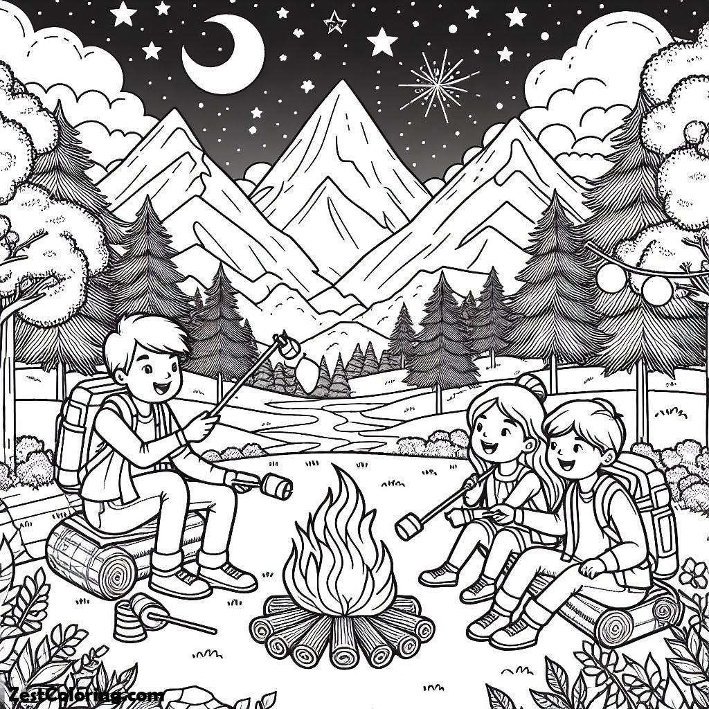 Make Campfire When Camping Coloring Page : Coloring for Kids – Smart ...