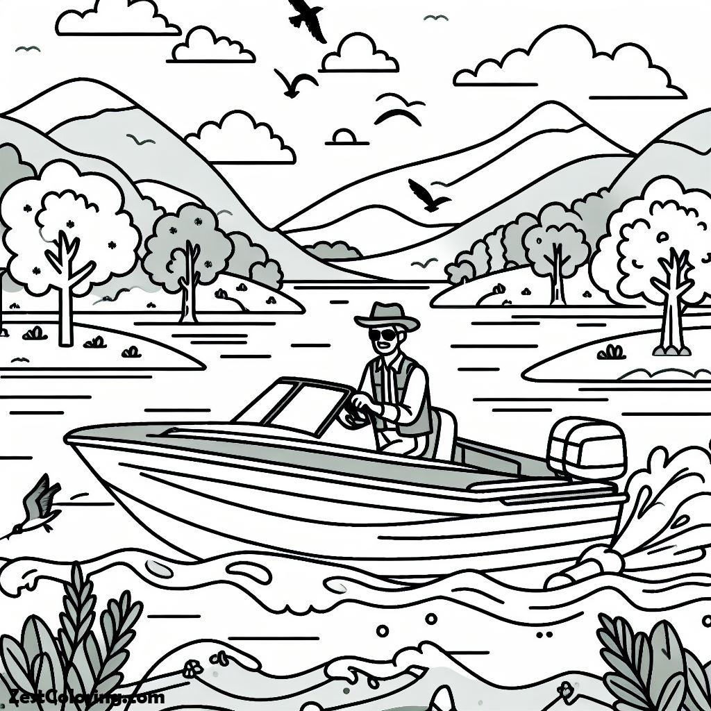Man Ride Motor Boat Coloring Page 3 : Coloring for Kids – Smart ...