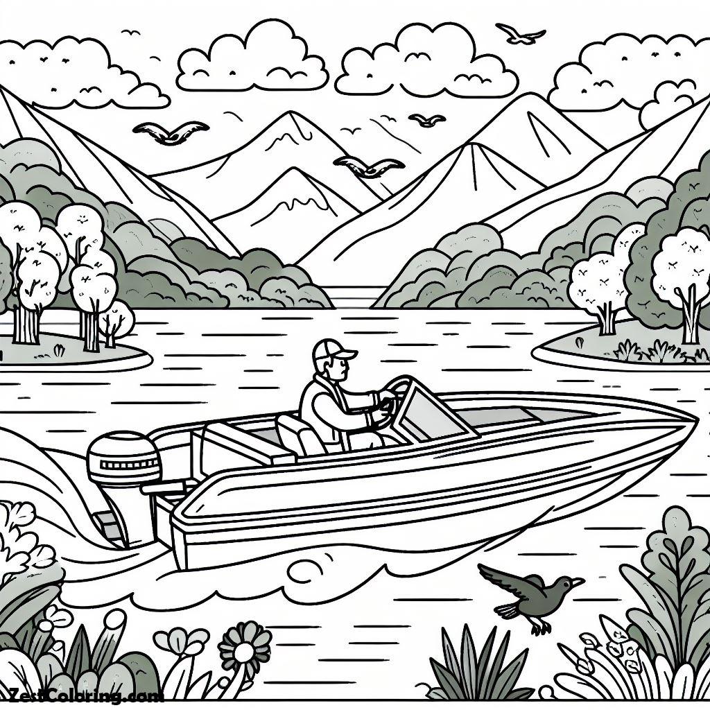 Man Ride Motor Boat Coloring Page : Coloring for Kids – Smart, Creative ...