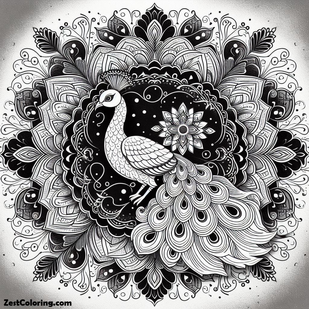 Peacock Rangoli Coloring Page : Coloring for Kids – Smart, Creative ...