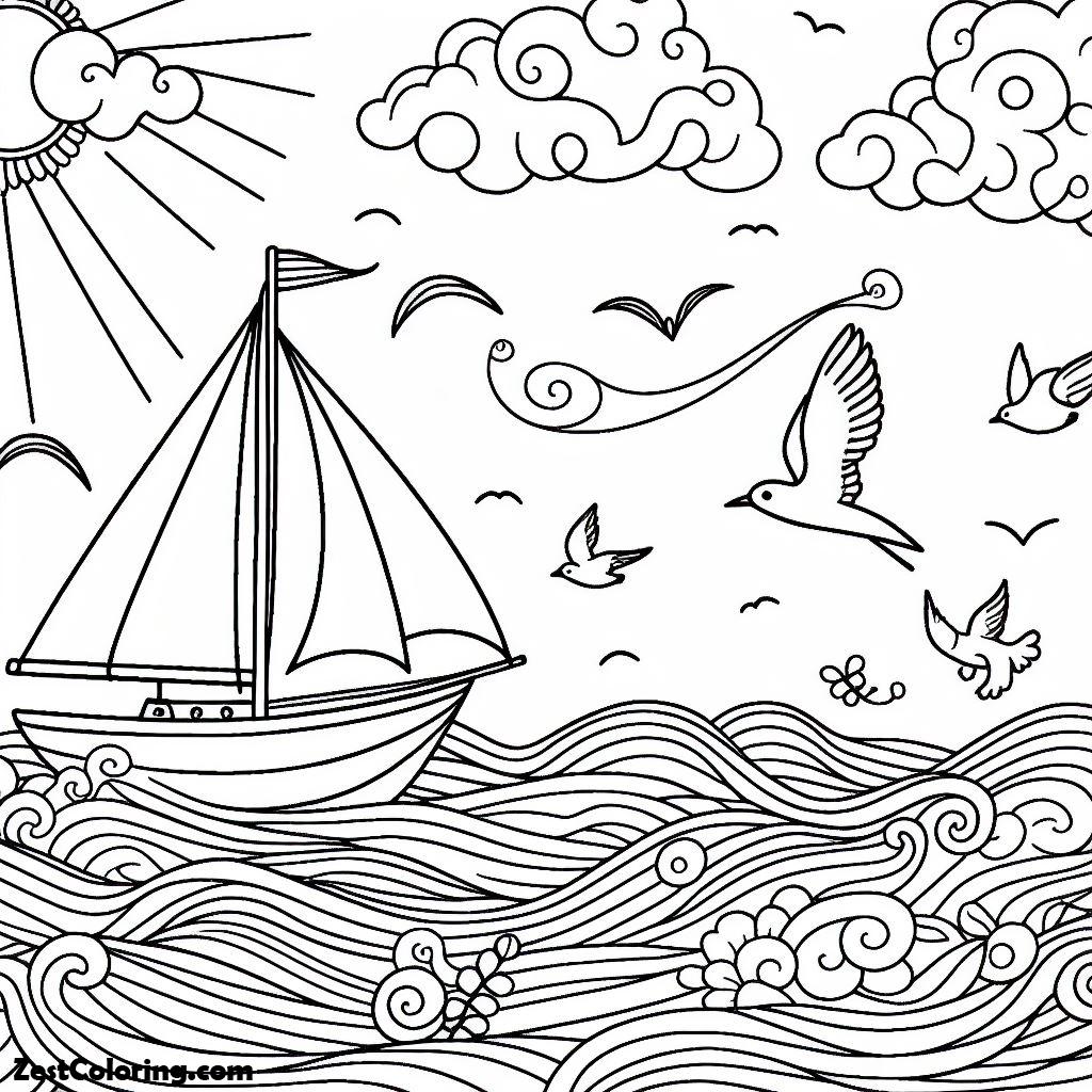 Sail Boat Picture Coloring Page Free to Print : Coloring for Kids ...