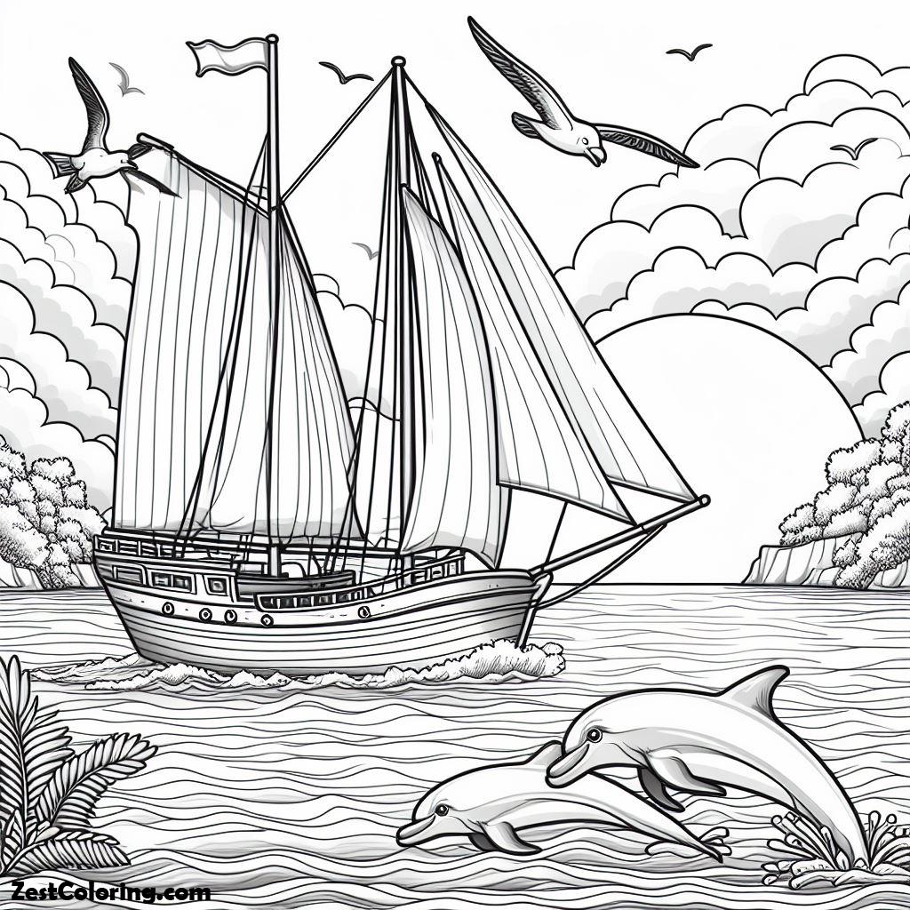 Sail Boat Voyagers Coloring Page 3 : Coloring for Kids – Smart ...