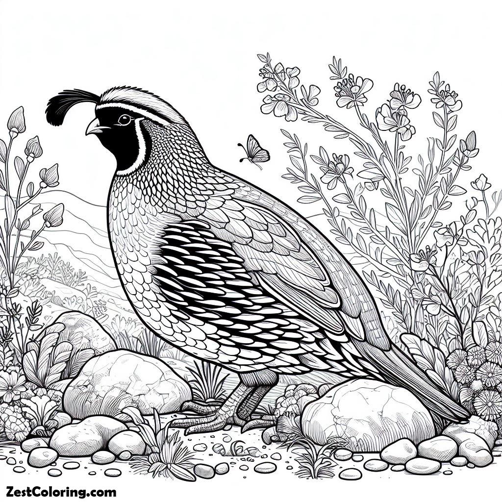 Valley Quail Coloring Page : Coloring for Kids – Smart, Creative, and Fun