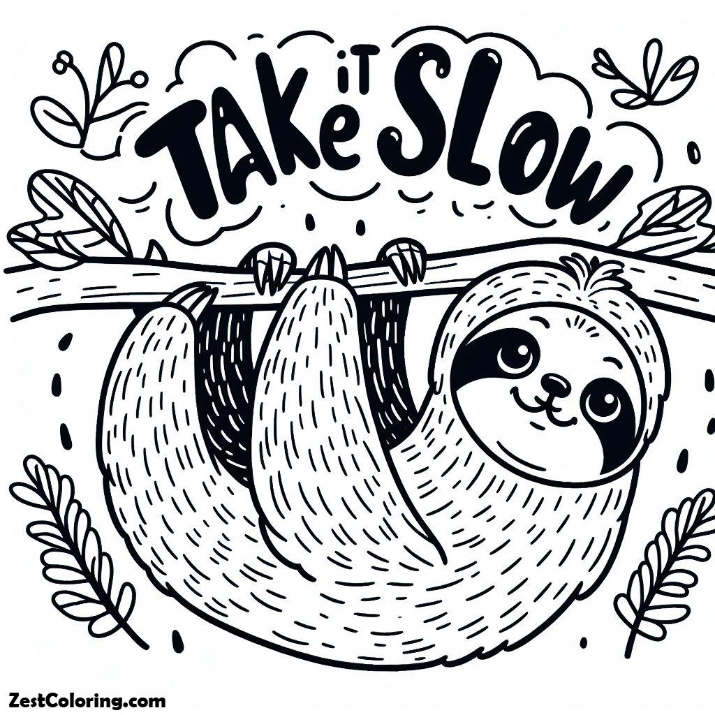 Daeing A Lazy Animal Sloth Coloring Page : Coloring for Kids – Smart ...