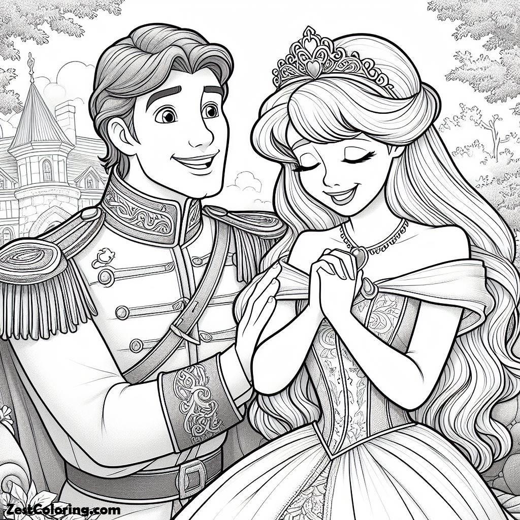 Princess Aurora Was Happy When Prince Phillip Saved Her Coloring Page ...