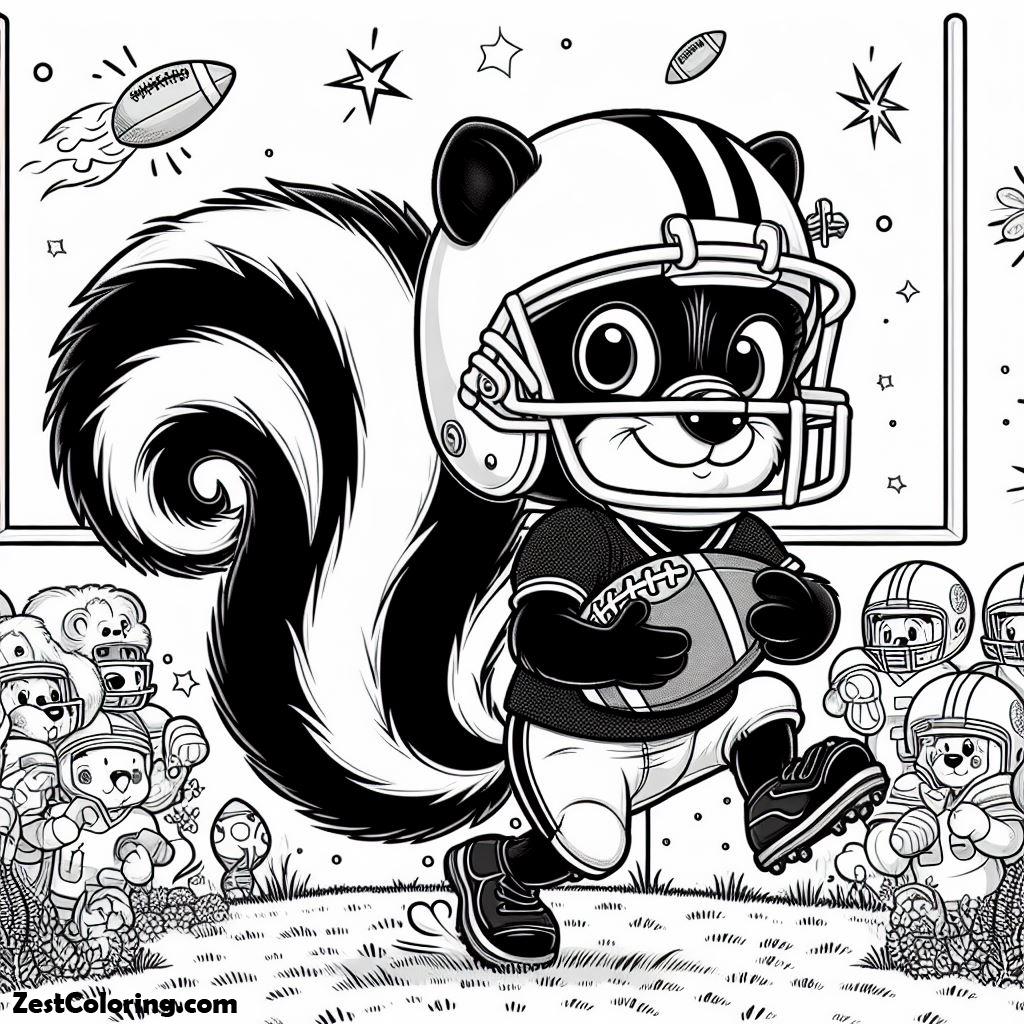 Skunk Playing American Football Coloring Page : Coloring for Kids ...