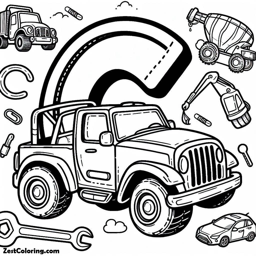 Alphabet C For Car Coloring Page : Coloring for Kids – Smart, Creative ...