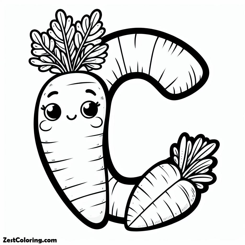 Alphabet C For Carrot 3 Coloring Page : Coloring for Kids – Smart ...
