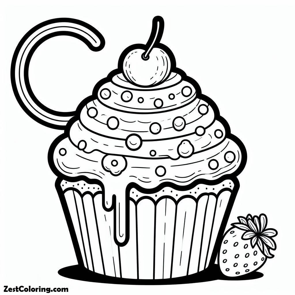 Alphabet C For Cupcake Coloring Page : Coloring for Kids – Smart ...