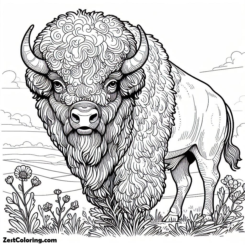 An Old Male Bison Picture Coloring Page : Coloring for Kids – Smart ...