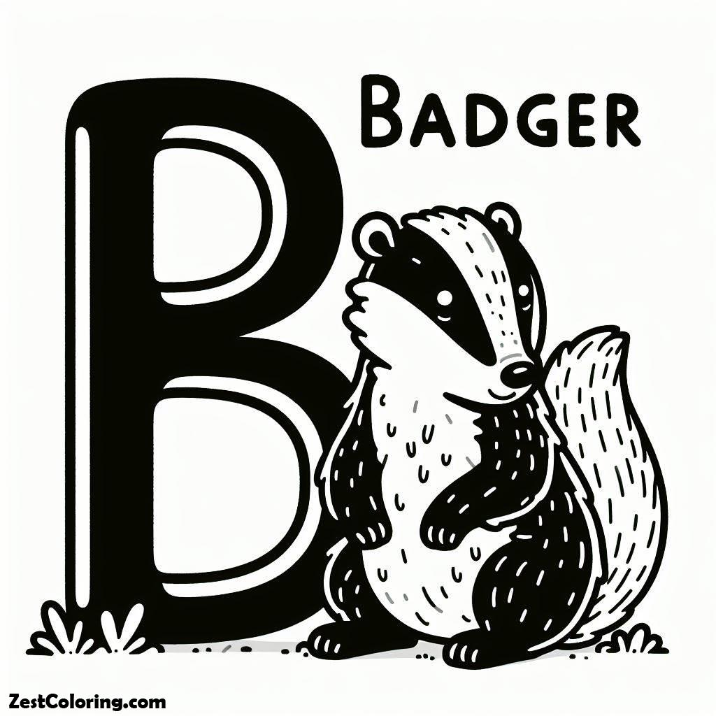 B For Badgers 1 Coloring Page : Coloring for Kids – Smart, Creative ...