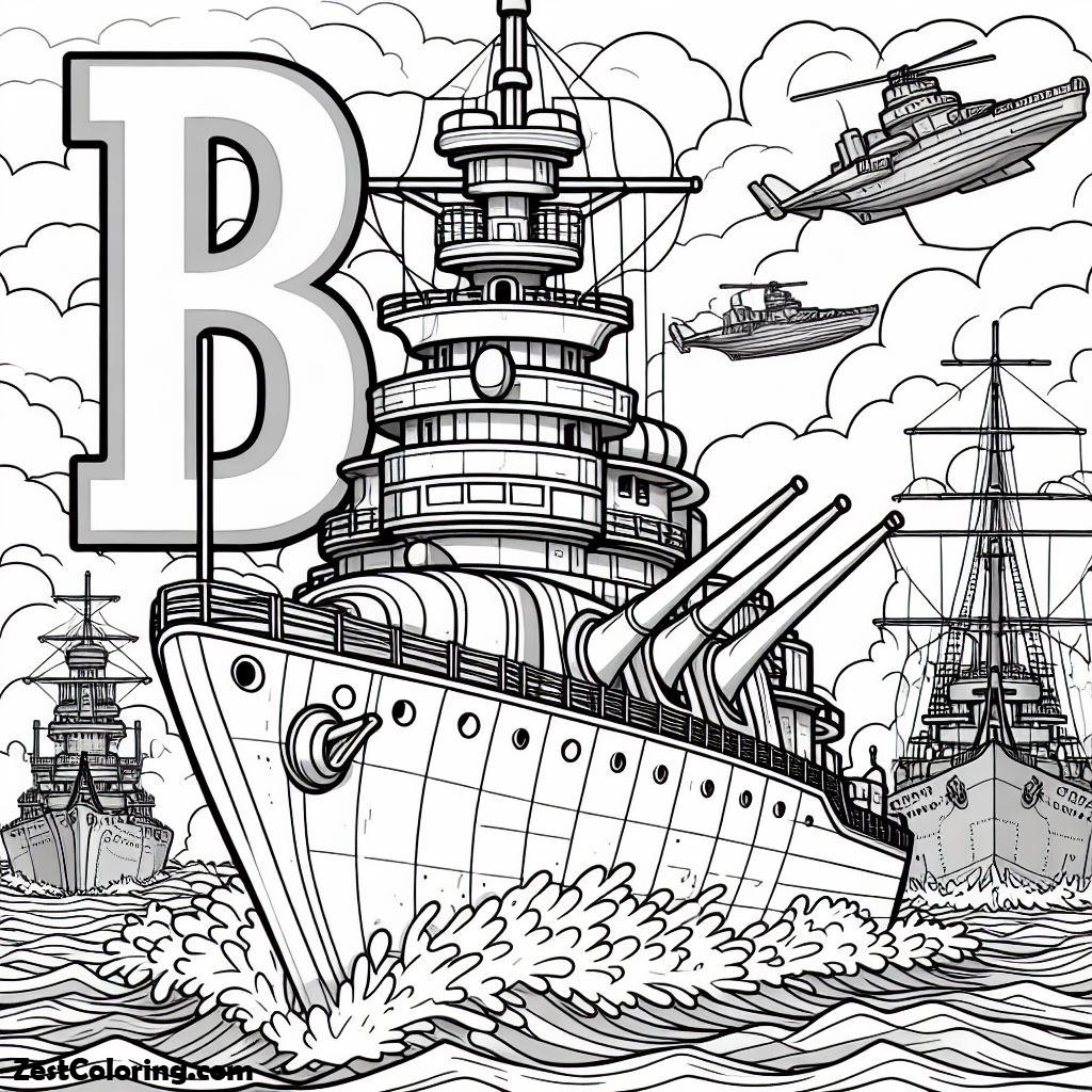 B For Battle Ships Coloring Page : Coloring for Kids – Smart, Creative ...