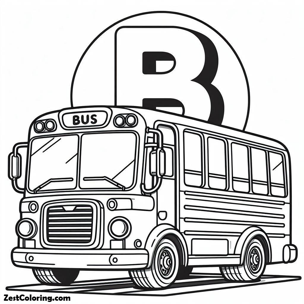 B For Bus 2 Coloring Page : Coloring for Kids – Smart, Creative, and Fun