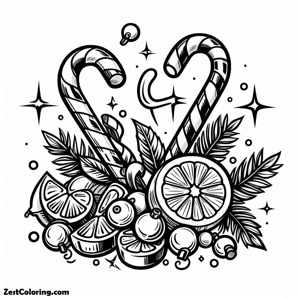 Candy Canes On Christmas Coloring Page : Coloring for Kids – Smart ...