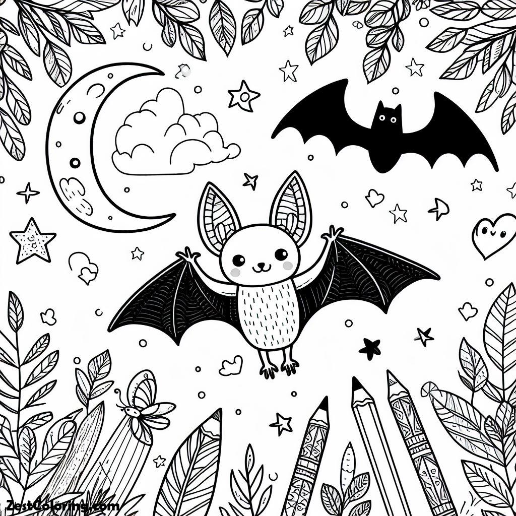 Kids Drawing Bats Coloring Page : Coloring for Kids – Smart, Creative ...