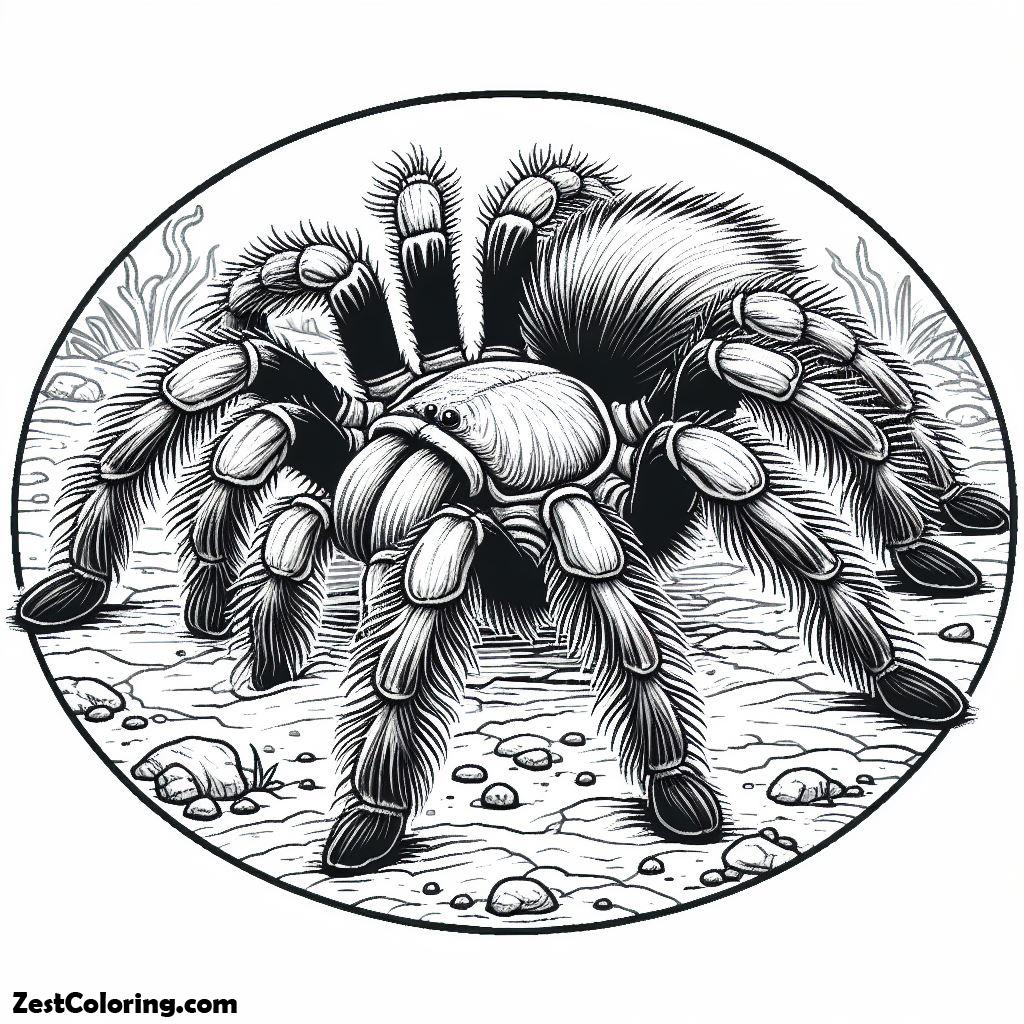 Picture Of Tarantula Spider Walking On The Ground Coloring Page ...